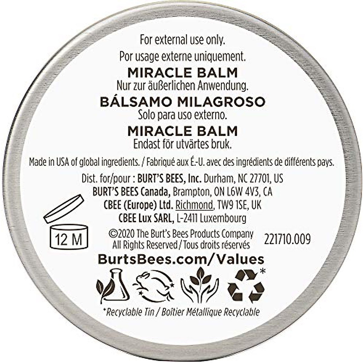 Burt's Bees 100% Natural Origin Goodness Glows Miracle Balm, Hydrates and Softens Dry Skin From Head To Toe, 0.6 Ounce Tin
