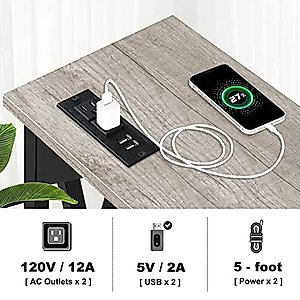 DANSION 2 Tiers Console Sofa Table with Power Outlet, Industrial Entryway Table with Open Storage Shelf, Accent Side Table with LED Strip Lights for Hallway Living Room, X-Shaped Metal Frame Support