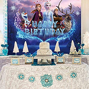 Frozen Backdrop 1st Birthday Backdrop Baby Shower for Girl Elsa Princess Party Supplies Banner Background Photography Ice Castle