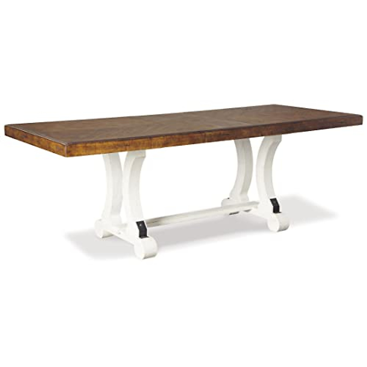 Signature Design by Ashley Valebeck Farmhouse Rectangular Extension Dining Table, Fits up to 8, White & Brown