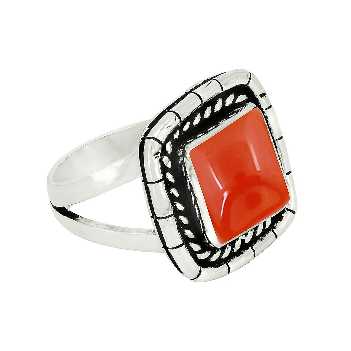 5, 85Cts Solitaire Natural Carnelian 925 Silver Plated Ring Size 10, 5 For Women, Handmade Orange Stone July Birthstone Ring Jewelry Gift For Women Mom Wife