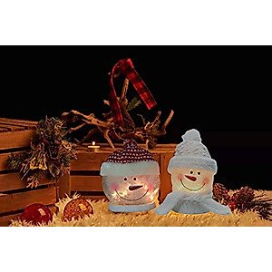 HutHomery Lighted Christmas Snowman Lamp, Electric Glass Snowman Ball Night Lights with Santa Claus Hat for Xmas Holidays Home Décor