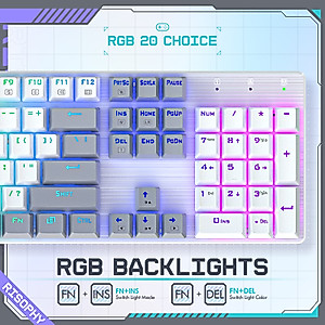 Wireless Mechanical Keyboard, Triple Mode 2.4G/USB-C/Bluetooth Gaming Keyboard, 104 Keys Programmable, Customize RGB Backlit, Red Switch, Bicolor PBT Keycaps, Rechargeable Wired Keyboard for Laptop PC