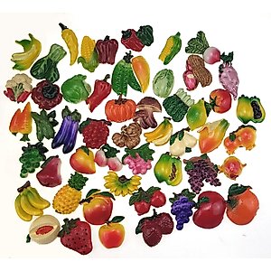 Miswee random 12Pcs creative 3D resin fruit vegetables fridge magnets funny cute decoration refrigerator magnet accessories office school whiteboard magnet (Random 12 styles (vegetables and fruits))