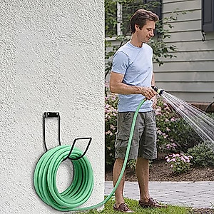 Buelkmag Garden Hose Reel Metal Hose Hanger Wall Mount Hooks for Garden Hose Water Hose Flexable Hose Magic Hose 304 Stainless Steel Hose Reel 2PCS Black…