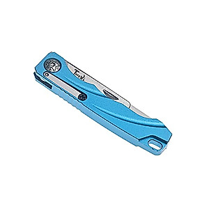Tungyi Daily Pocket Folding Utility Knife with Key Ring and 10 Replaceable Quick Change Blades, Ultra Compact and Lightweight (Blue)