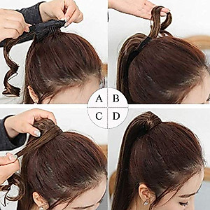 FELENDY 18" 20" 22" 24" Ponytail Extension Curly Wavy Straight Drawstring Hairpiece Wrap Around Long Synthetic Hair for Women(Ash Blonde Mix Light Brown)