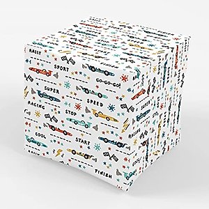 Stesha Party Racing Gift Wrap Race Car Wrapping Paper - Folded Flat 30 x 20 Inch - 3 Sheets