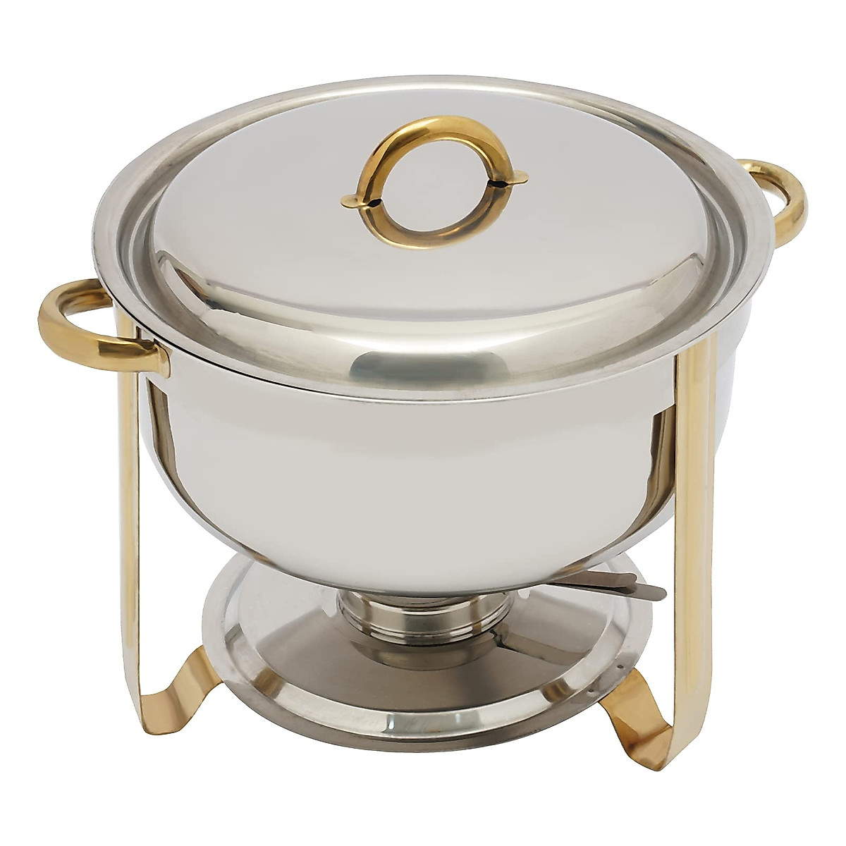 201 Stainless Steel chafing dish, 14.2 Qt Deluxe Round Gold Accent Soup Chafer, Chafing Dish Buffet Set for parties, catering, buffets, 15.35 * 15.75inch