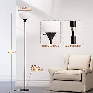 addlon Sky Dome Floor Lamp, Tall Standing Pole Lamp for Living Room and Bedroom, Torchiere Floor Lamp, Home Decor Lamp, LED Bulb Included, Black