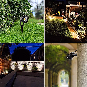 Romwish LED Landscape Spotlights, 10W Outdoor Spotlights for Yard, 3000K Warm White, 120V AC Spot Light with Ground Spike, Waterproof Landscape Lighting for House Garden Lawn Decorative - 2 Pack