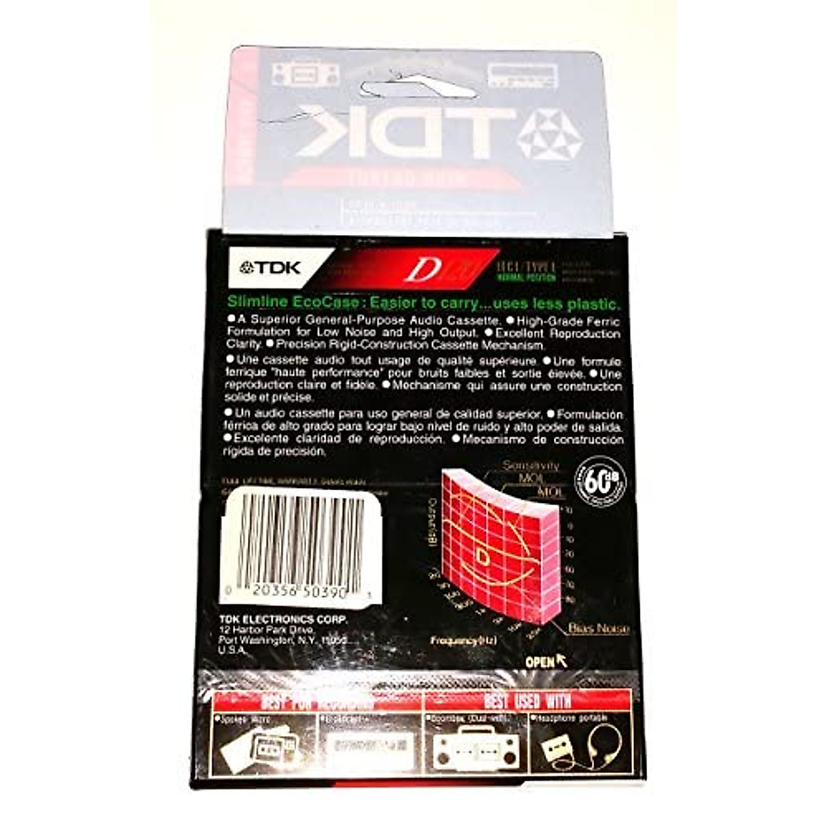 TDK D120 Dynamic Performance High Output IECI/Type I Normal Position Audio Cassettes D-120L2-2 Pack