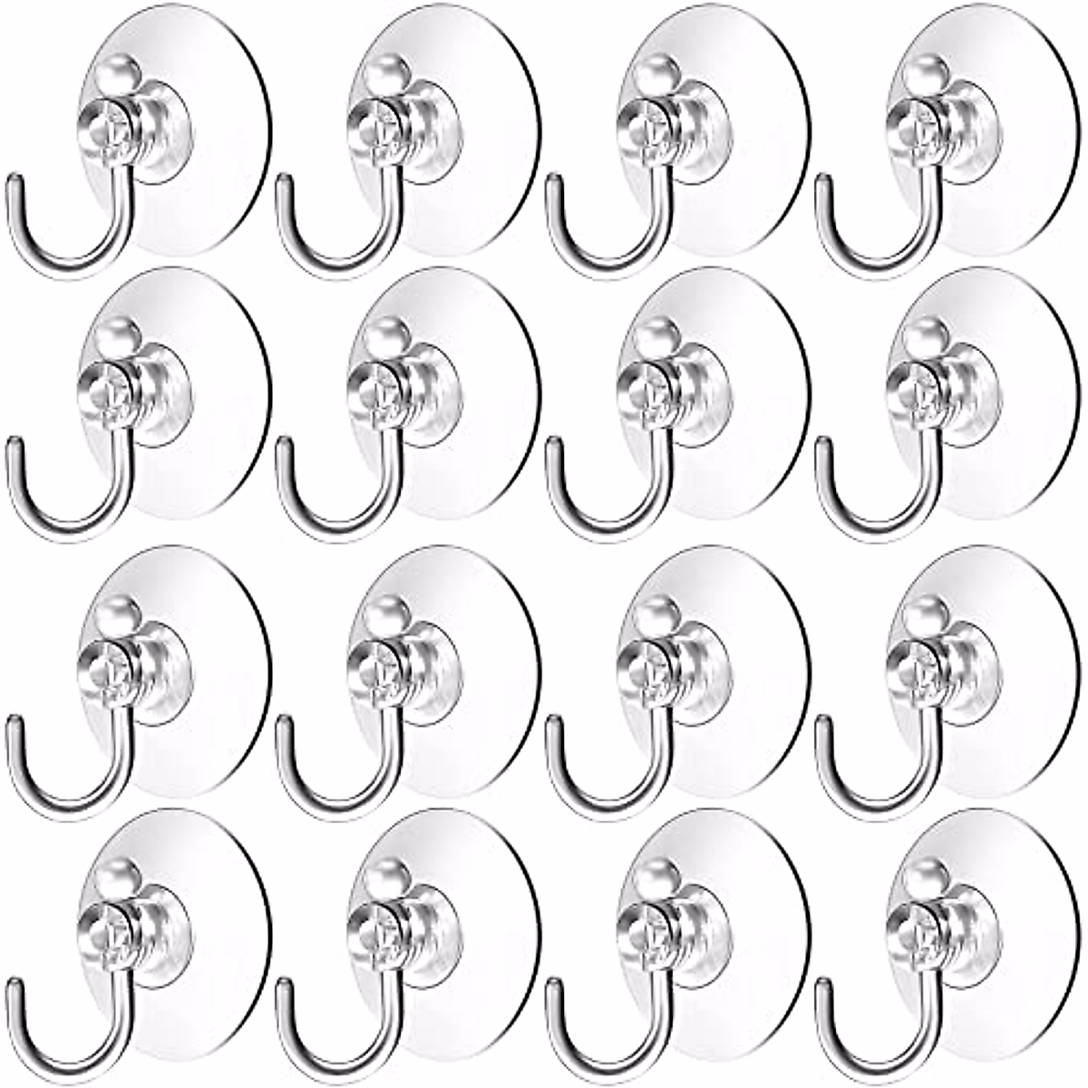 Mudder 24 Pieces Suction Cup Light Suction Cup Wall Hooks Hangers Light Suction Cup Clips for Christmas Wreath String Lights Xmas Decoration (45 mm, Plastic Hook)