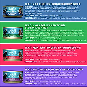 Tiki Cat Aloha Friends Variety Pack, Seafood Flavors with Pumpkin, Wet, High-Protein & High-Moisture Cat Food, For All Life Stages, 3 oz. Cans (Case of 12)