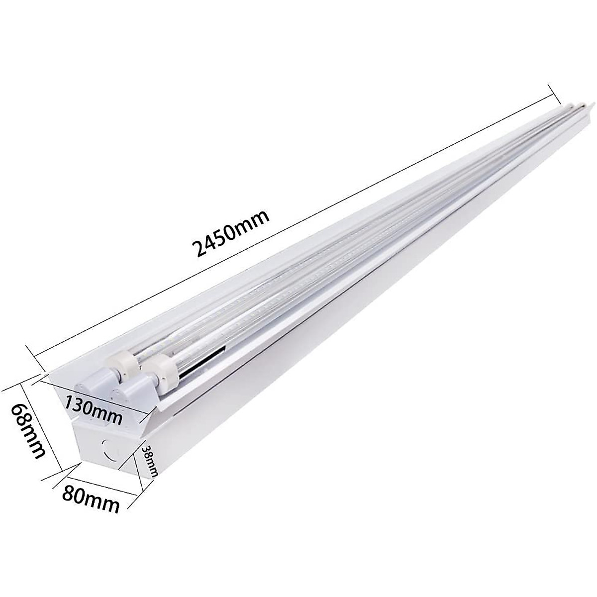 BRILLIHOOD 8FT LED Garage Shop Light, 80W (190W Equiv.), 8000LM LED Ceiling Light Fixtures, 6000K (Cool White), T8/T12 Fluorescent Light Fixture for Warehouse, Supermarket, Workshop Office, 2-Pack