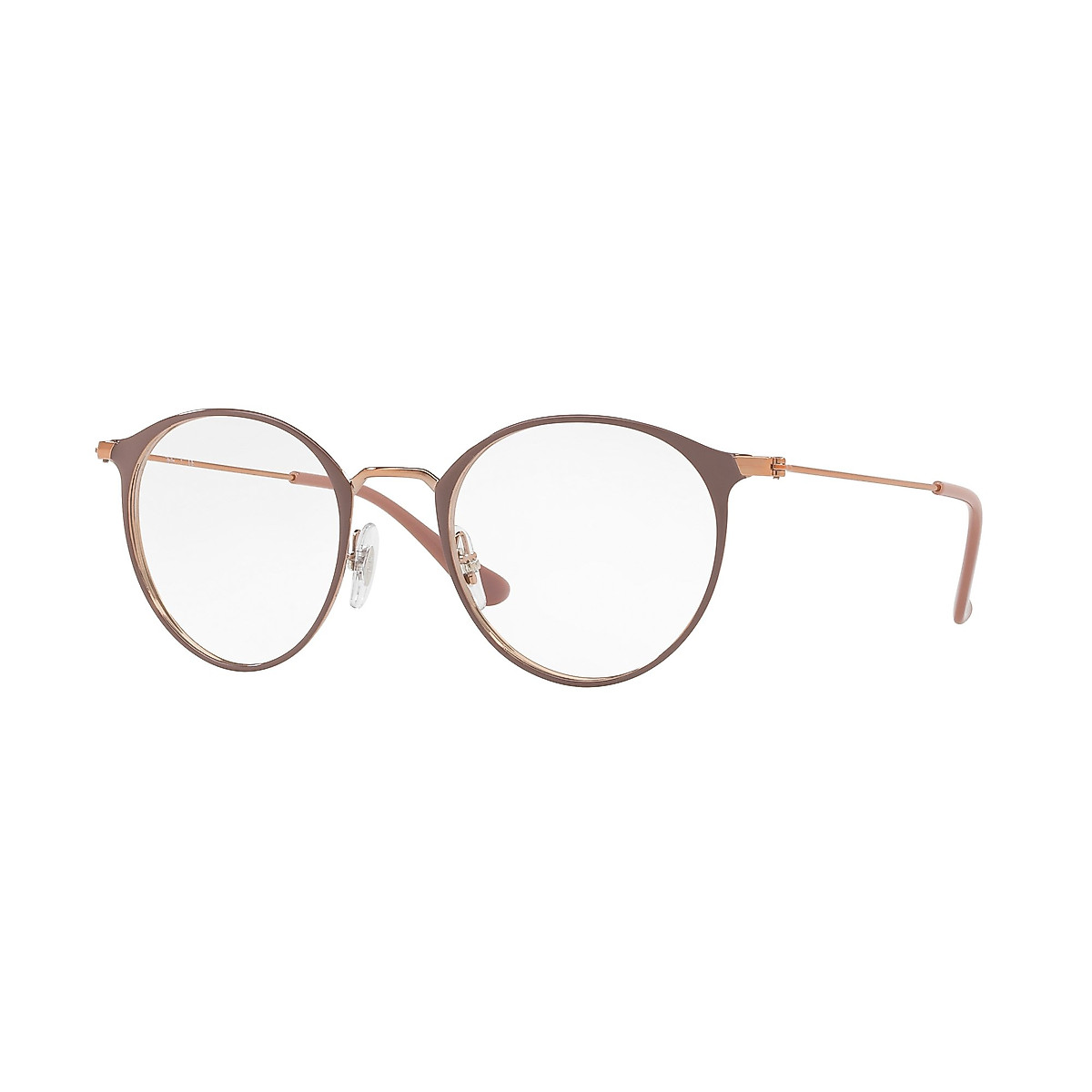 Ray-Ban Rx6378 Round Prescription Eyeglass Frames, Brown on Arista/Demo Lens, 49 mm