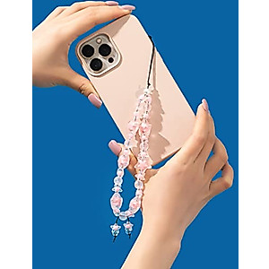 Fechdoo Lightweight Pink Cute Cell Phone Charm, Phone Lanyard Clay Beaded Charm Chain, Phone Chain Accessories Cute Durable For Women