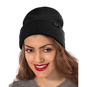 Satin Lined Winter Beanie Hats for Women Knitted Watch Hat with Silk Lining Unisex Solid Skull Cap