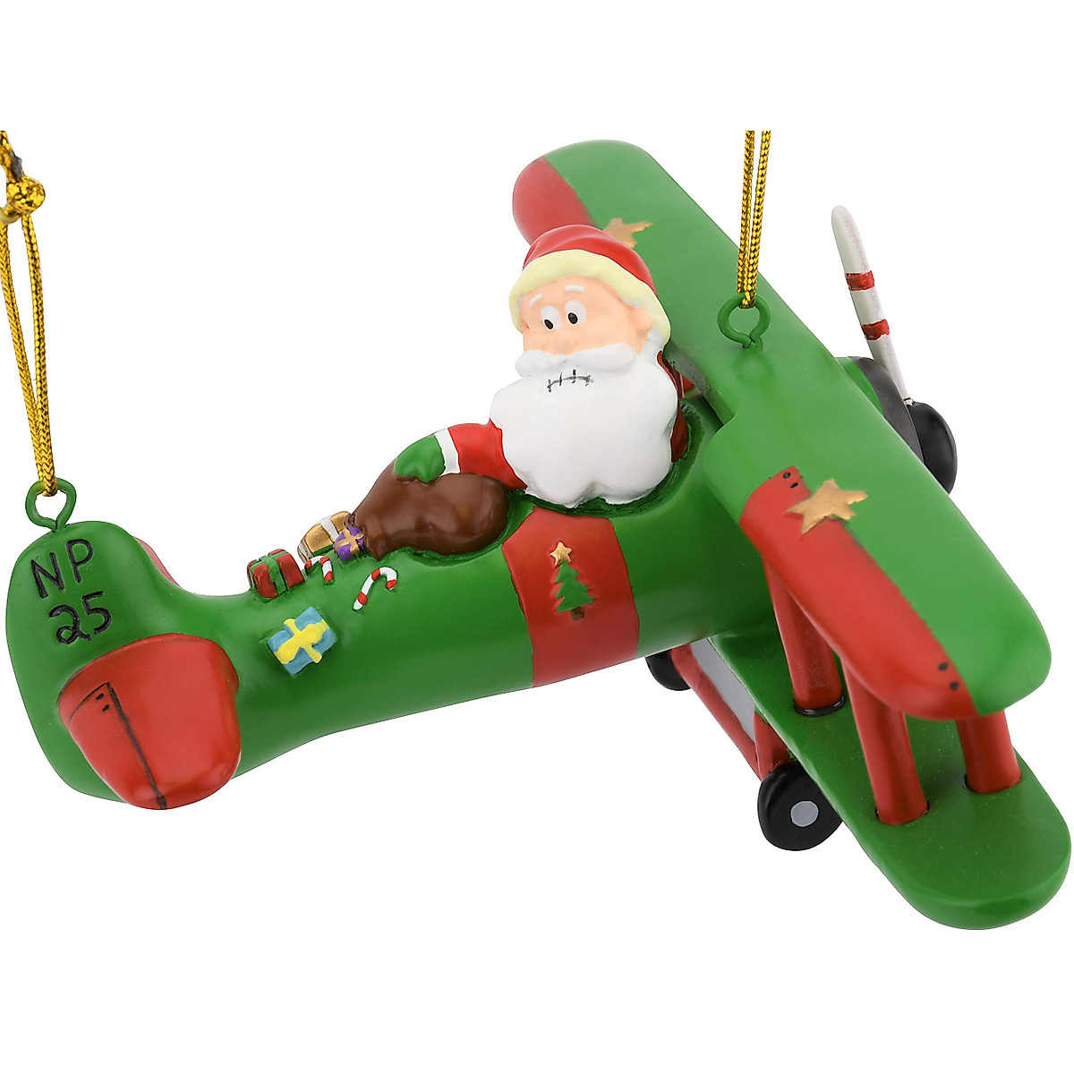 Tree Buddees Large Funny Aviator Santa Flying Plane Losing Presents Christmas Ornaments
