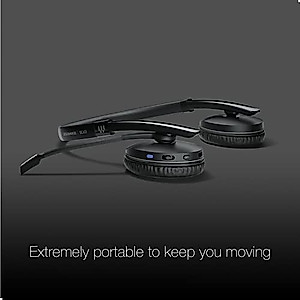 EPOS/Sennheiser 260 Stereo Bluetooth Headset - Blue Tooth Head Phones with USB Dongle, UC, Teams Certified, Connects to Deskphone, PC/Mac, Smartphone and Microfiber Included in Bundle by Global Teck