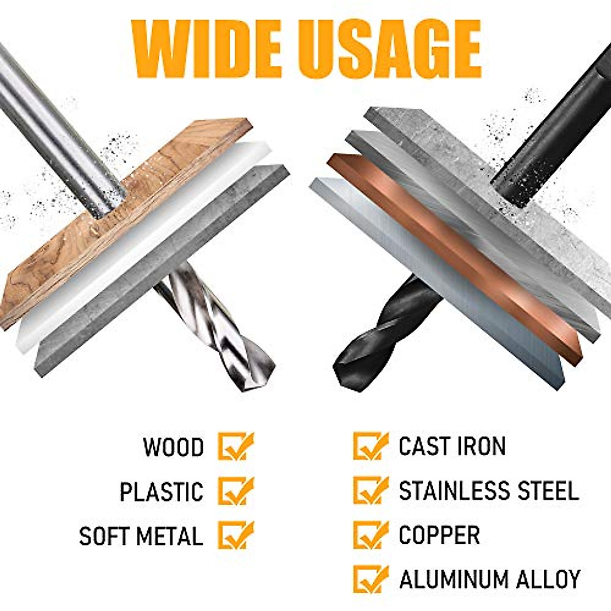 PLG2SUPT 1/4 inch Pilot Drill Bit High-Speed Steel Bit HSS for Hole Saw Arbor 12pcs Use in Wood, Metal.