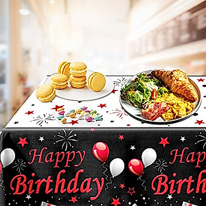 Red and Black Party Decorations, Happy Birthday Decorations for Men Women with Photography Backdrop & Tablecloth Balloons Arch Kit Banner Birthday Party Supplies Beer Bday Decor with Table Cover