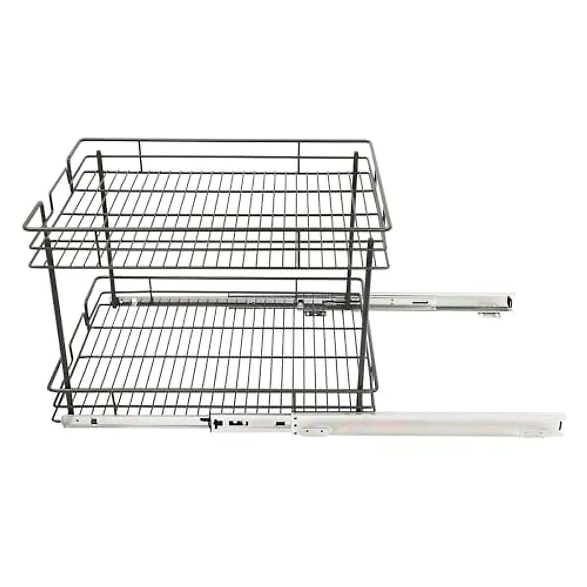 YETINGSHOP Version Pull Out Cabinet Organizer for Base Cabinet, Kitchen Cabinet Organizer and Storage 2-Tier Cabinet Pull Out Shelves Under Cabinet Storage for Kitchen (Gray, 16.5" W X 21.5" D)