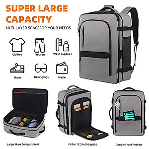 OPOALO Large Carry on Travel Backpack for Men, Business Laptop Backpack Convertible Heavy Duty Tactical Backpack Airplane Approved Waterproof for Travel Hiking Camping Daily (Hard Shell Black)