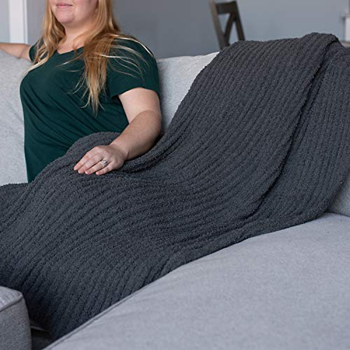 DEMDACO Men's Comfort Dark Pewter Grey 55 x 55 Knit Polyester Fabric Giving Throw Blanket