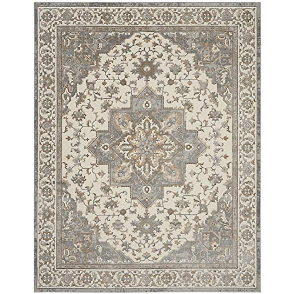 Kathy Ireland Grand Villa Persian Light Grey 8' x 10' Area -Rug, Easy -Cleaning, Non Shedding, Bed Room, Living Room, Dining Room, Kitchen (8x10)