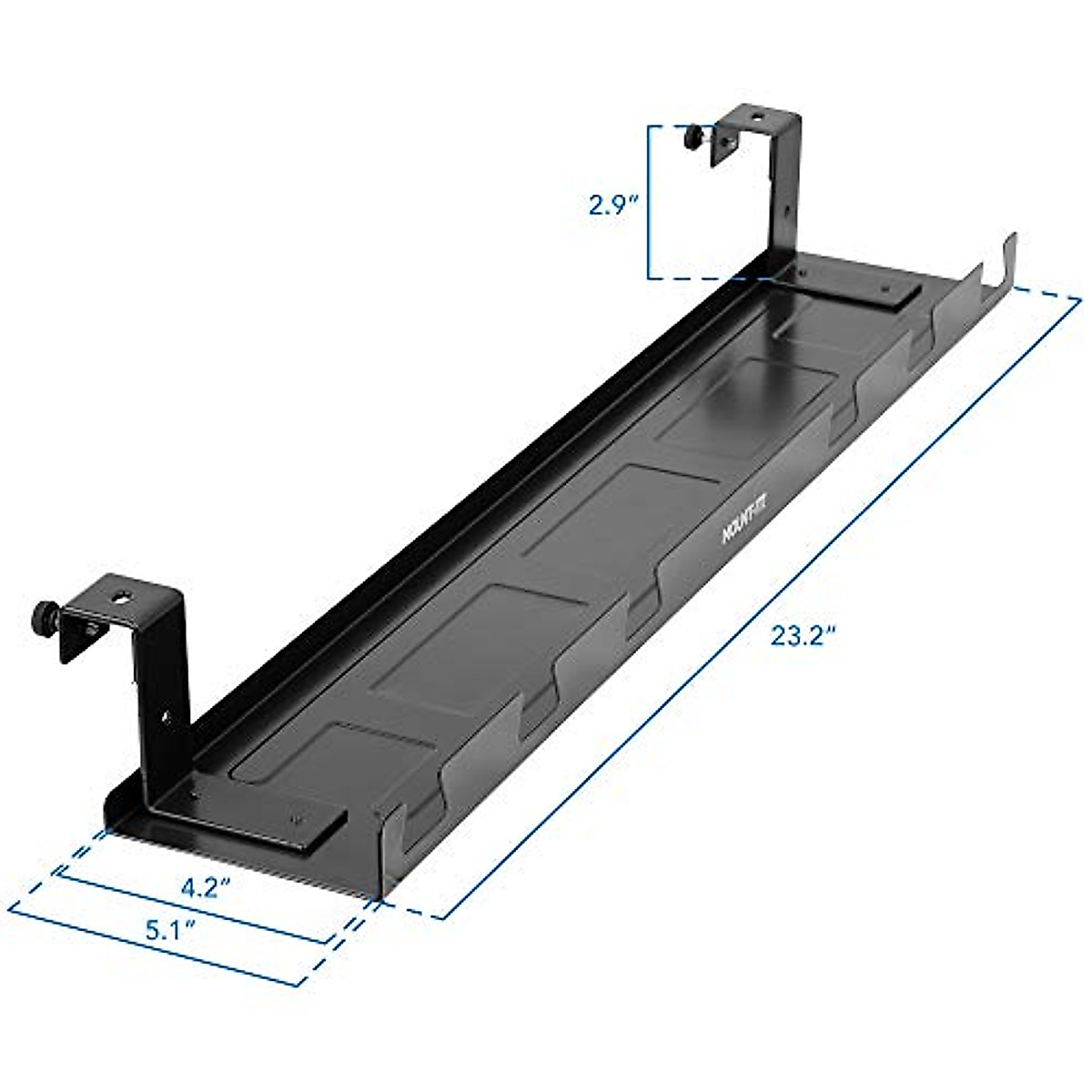 MOUNT-IT! Under Desk Cable Tray [23" Length] Wire Management Basket for Desktop Computers, Laptops, Sit Stand Desks and Workstations (Black)