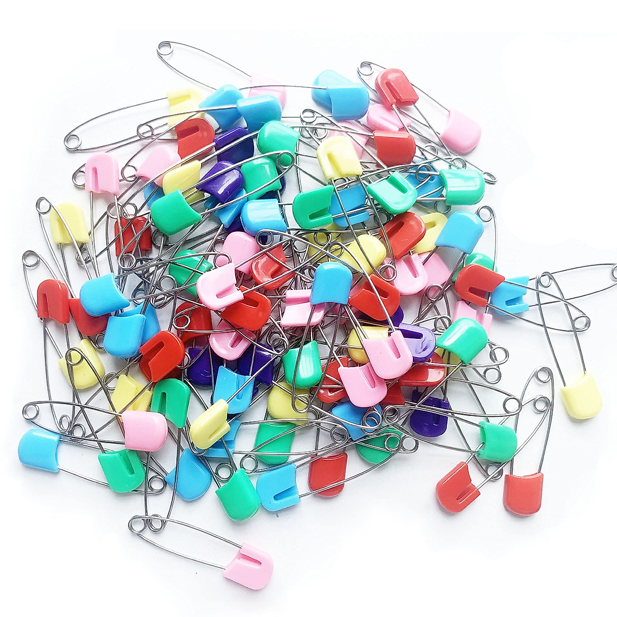 100 Pieces Diaper Pins 2.2 inch Baby Safety Pins Long Plastic Head Safety Pin with Locking Closures Plastic Head Cloth Diaper Pins Stainless Steel Nappy Pins Plastic Head Safety Pin