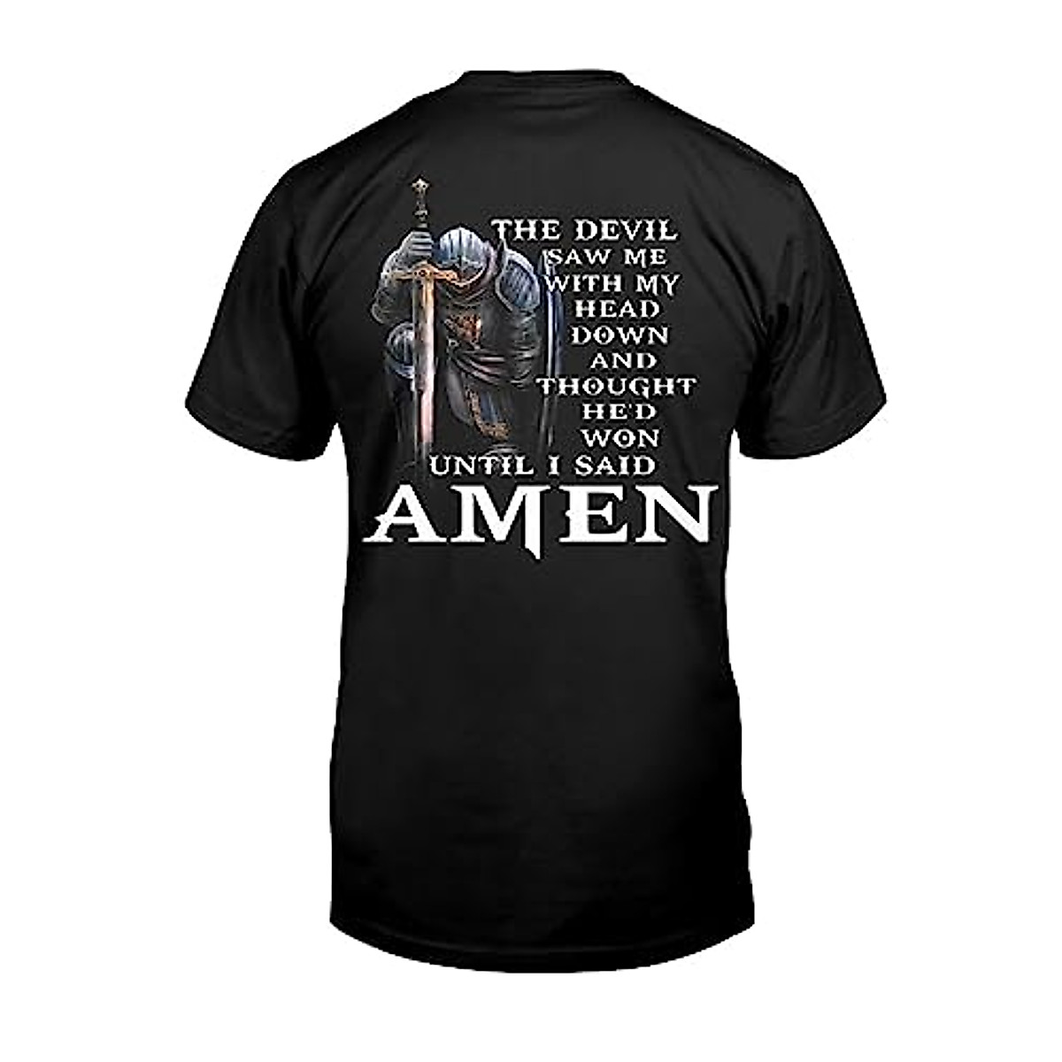 ATMTEE The Devil Saw Me with My Head Down T-Shirt, Christian T-Shirts for Men, Knight Templar Religious T Shirt (as1, Alpha, xx_l, Regular, Regular, Black)