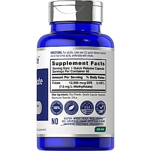 Carlyle L Methylfolate 7.5 mg | 60 Capsules | Optimized and Activated | Non-GMO, Gluten Free | Methyl Folate, 5-MTHF | by Opti-Folate