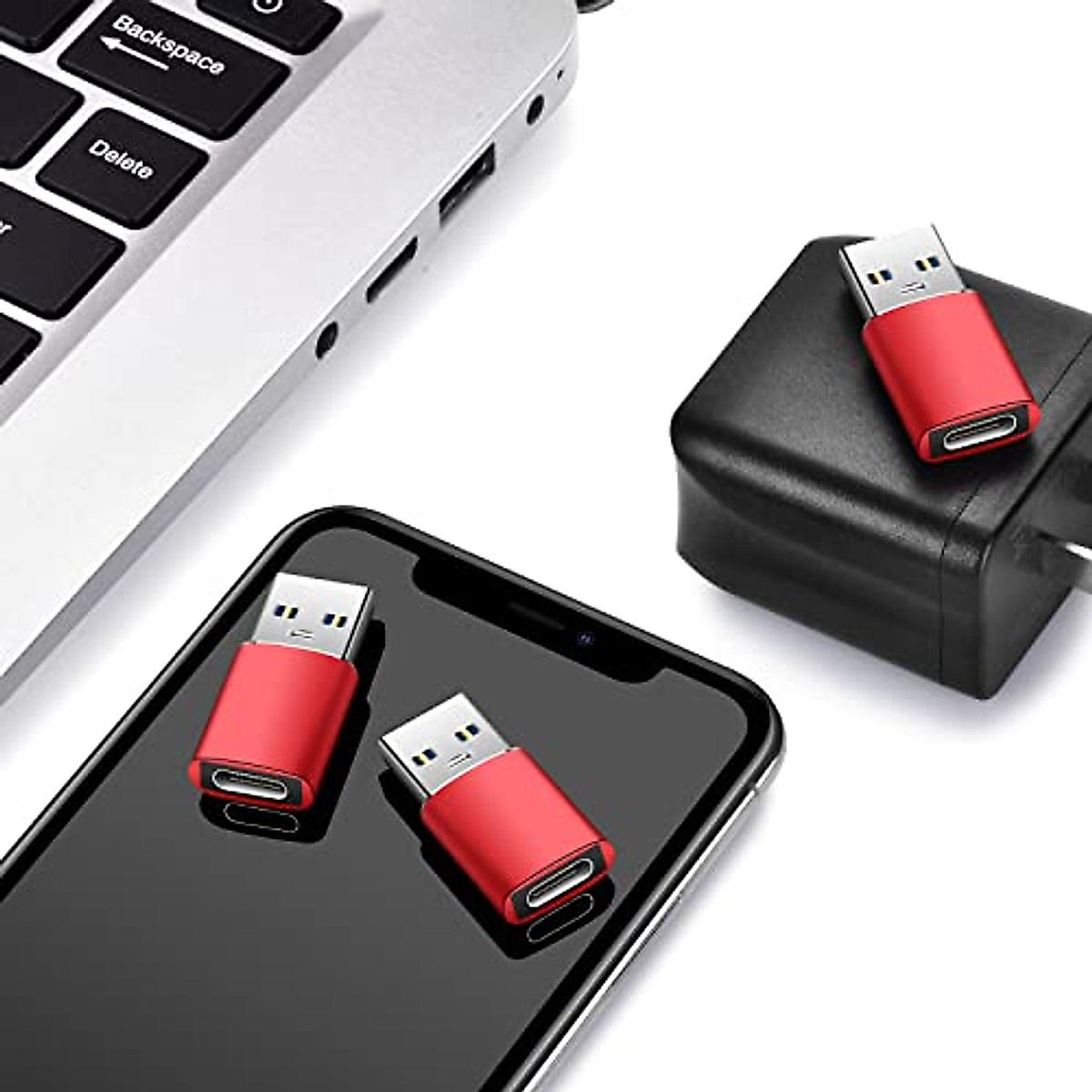 Wteehn USB C to USB Adapter, USB C 3.0 Adapter, USB Type C Female to USB Male Converter, Type C Adapter, Compatible with Laptops, Power Banks, Chargers