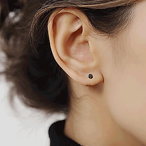 SILBERTALE 925 Sterling Silver Black Cubic Zirconia 3mm-8mm CZ Stud Earrings Men Women