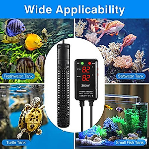 SZELAM Aquarium Heaters 300W Submersible Fish Tank Heater 55 Gallon, Anti-Dry Burning and Anti-Overheating, Explosion-Proof Fast Heating Fish Heater for Freshwater and Saltwater Aquarium Tank Heater