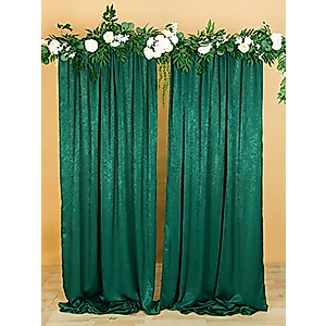 Cytdkve 2 Panels 4.8 Feet x 10 Feet Hunter Green Velvet-Like Wedding Backdrop Curtain Drapes, Silky Soft Window Curtains Panels for Wedding Ceremony Birthday Party Decorations