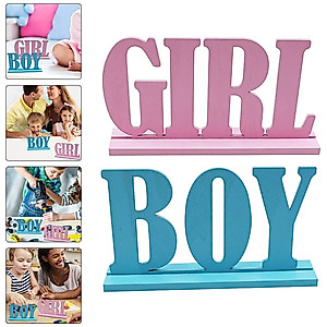 Dining Table Decor 2Pcs Boy Girl Letter Table Signs Wooden Gender Reveal Table Blue and Wood Tabletop Decor for Gender Reveal Shower Party Supplies Centerpiece Table Decorations