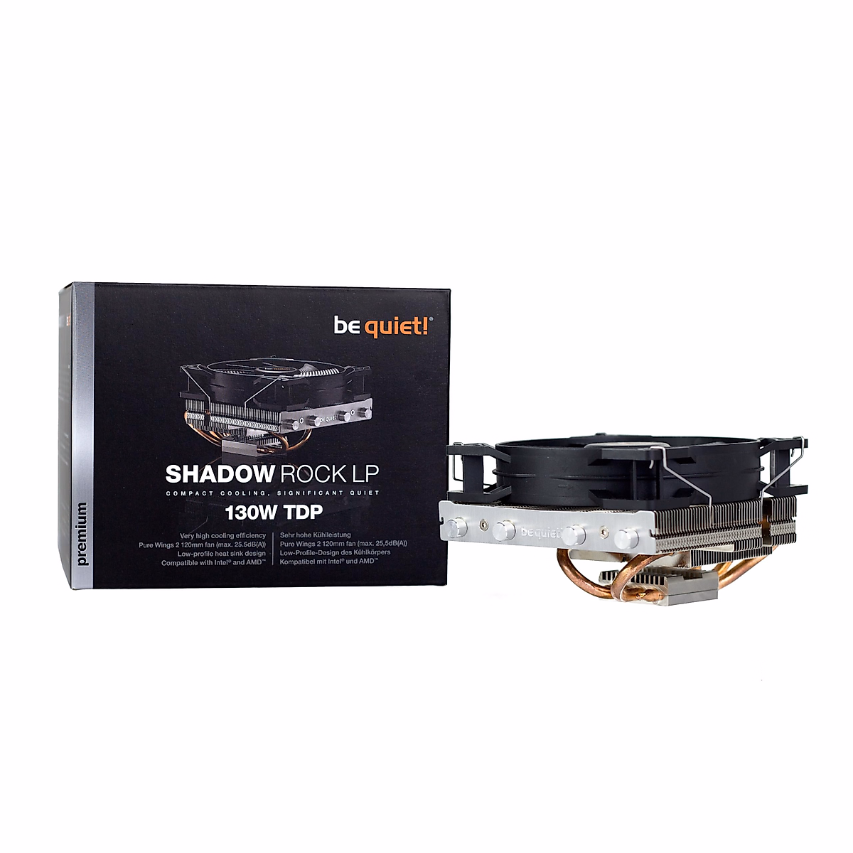 be quiet! Shadow Rock LP 130W TDP Low Profile CPU Cooler | Intel Compatible 1700 1200 1150 1151 1155 2011 Square ILM | AMD-AM4 | Silver | BK002