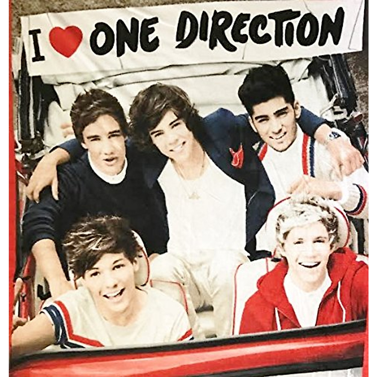 DT Homes I Heart One Direction Fleece 1D No-Sew Throw Blanket Kit - Includes Front & Back Panel (48" X 60") FL48