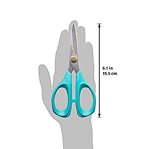 Beaditive Sewing Scissors - 6-Inch Stainless Steel Fabric Scissors - Professional Scissors with Serrated Blade for Easy Cloth Cutting & Quilting - Comfortable Craft Tailor & Dressmaker Shears – Teal