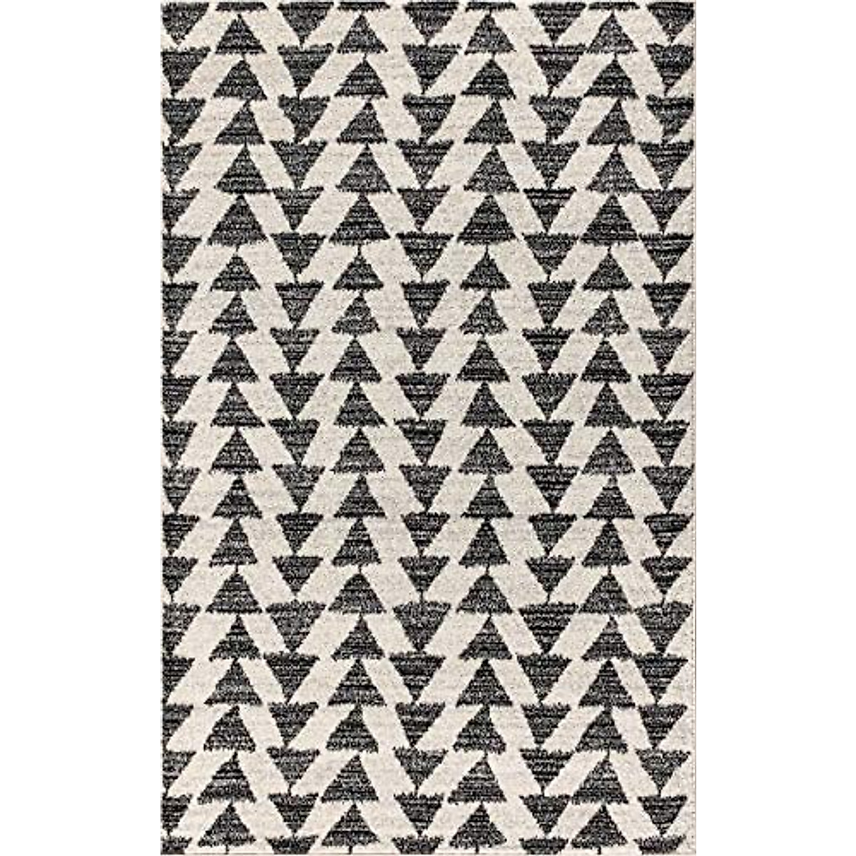 JONATHAN Y MOH206A-4 Aisha Moroccan Triangle Geometric Indoor Farmhouse Area-Rug Bohemian Minimalistic Easy-Cleaning Bedroom Kitchen Living Room Non Shedding, 4 X 6, Cream,Black