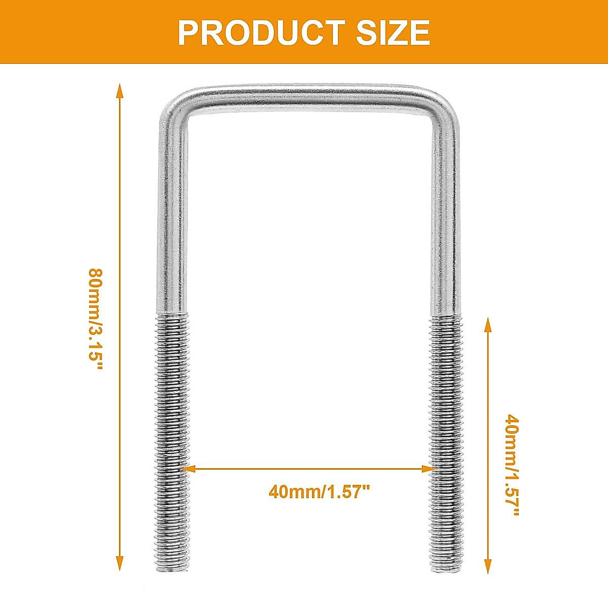 BokWin 4PCS M6x40x80mm Stainless Steel Square U-Bolt Tie Down U Bolt with Frame Plate and Nuts