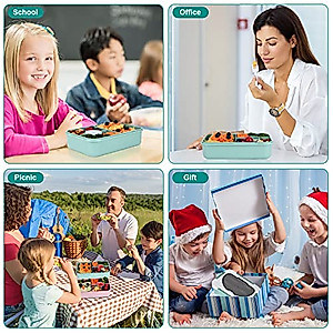 MaMix Bento Lunch Boxes for Adults Kids, Bento Box Adult Lunch Box, 5 Compartment Lunch Box Containers for Adults, Meal Prep Containers Accessories Reusable & Leakproof (Green)