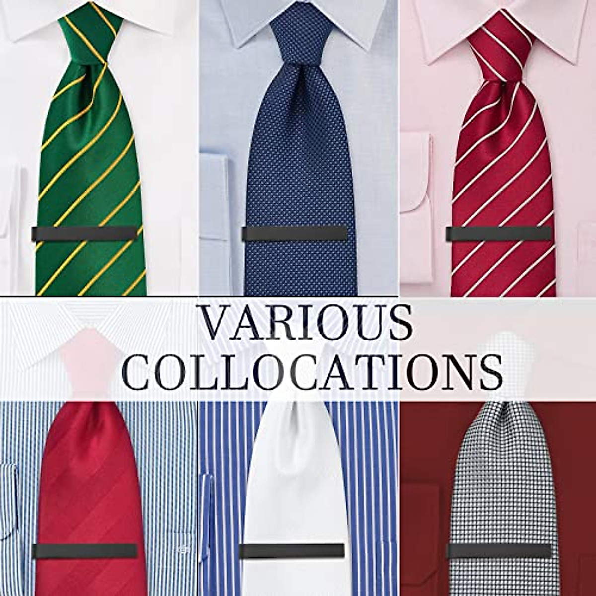 HAWSON Skinny Tie Clip for Men 2 Inch Tie Clip Bar Set, 1pcs/4pcs Tie Clip Gift Set for Wedding, Meetting, Party (4 pcs Brushed Black)