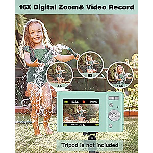 Digital Camera, Lecran FHD 1080P 36.0 Mega Pixels Vlogging Camera with 16X Digital Zoom, LCD Screen, Compact Portable Mini Cameras for Students, Teens, Kids (Green)