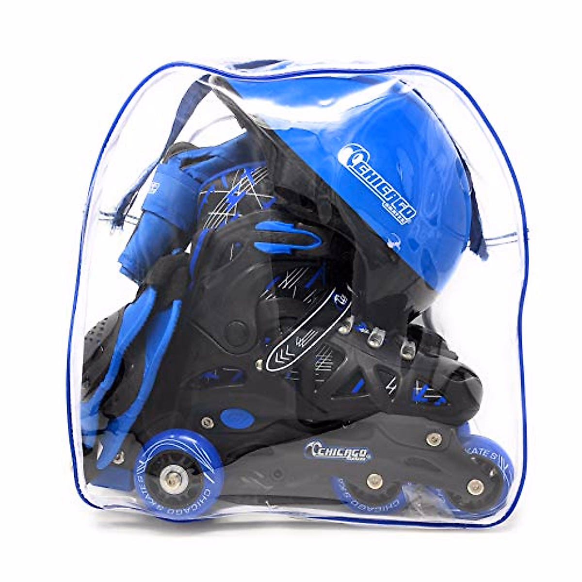 Chicago Skates Inline Training Skate Combo Set - Blue, Boys - Small Sizes J10-J13