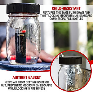 Masontops Jar Safe - Child Proof Herb Container - 2PK - Airtight Storage - Regular Mouth Jar Lock - Stash Bottle Locker