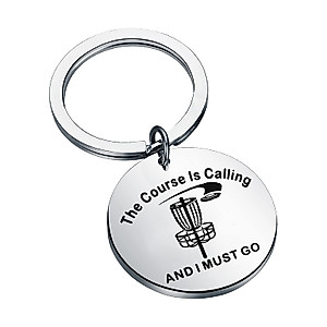TIIMG Funny Disc Golf Keychain Frisbee Golfer Gift Best Disc Golfer Gift Gift for Disc Golfer Dad Husband (The Course Is Calling)